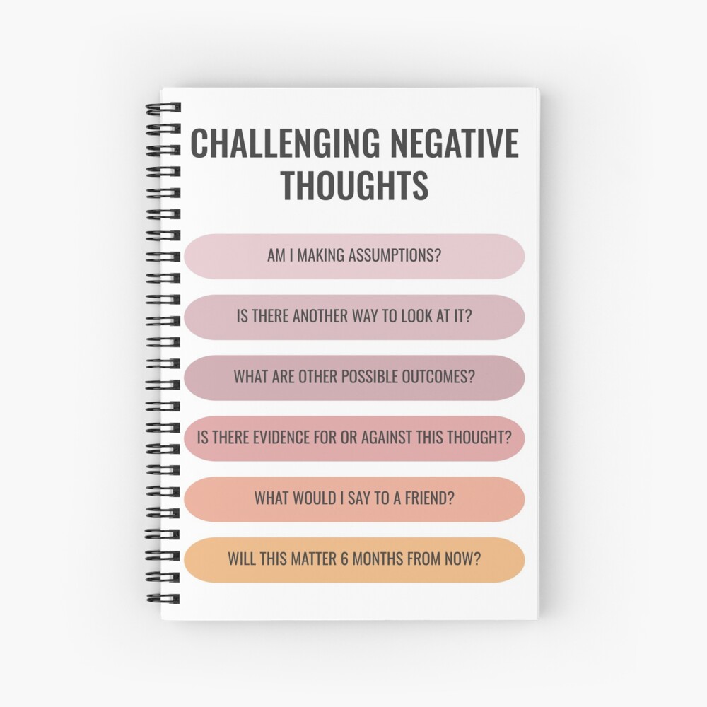 "Cognitive Behavioural Therapy CBT Challenging Negative Thoughts Print ...
