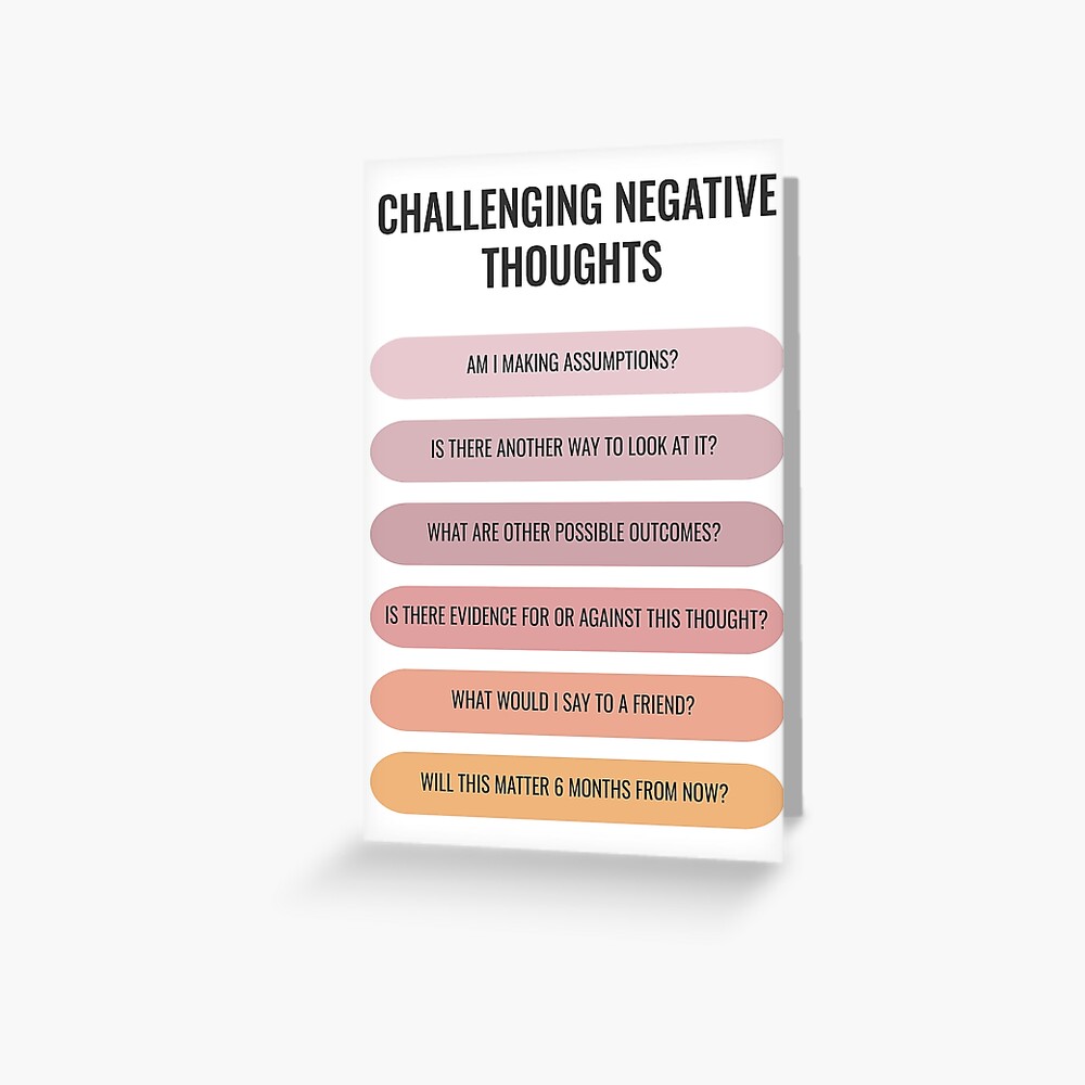 "Cognitive Behavioural Therapy CBT Challenging Negative Thoughts Print ...