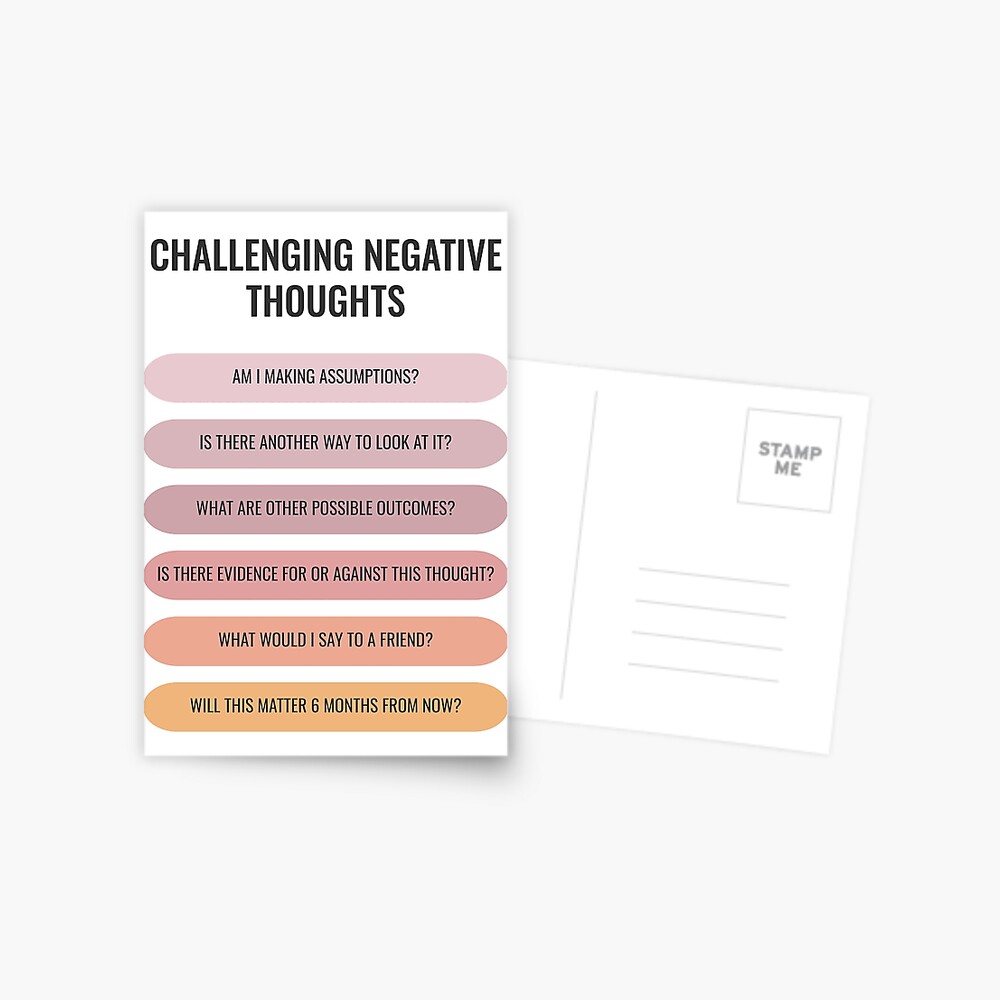 "Cognitive Behavioural Therapy CBT Challenging Negative Thoughts Print ...