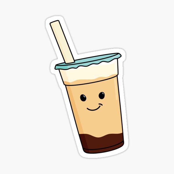 "Smiling Brown Sugar Milk Cheese Foam Boba" Sticker for Sale by ...
