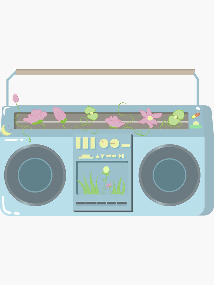 "Vintage cute boombox" Sticker for Sale by mazapamdigital | Redbubble