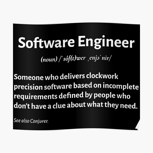 "Software Engineer Fun Definition" Poster for Sale by wardrobe-fun ...