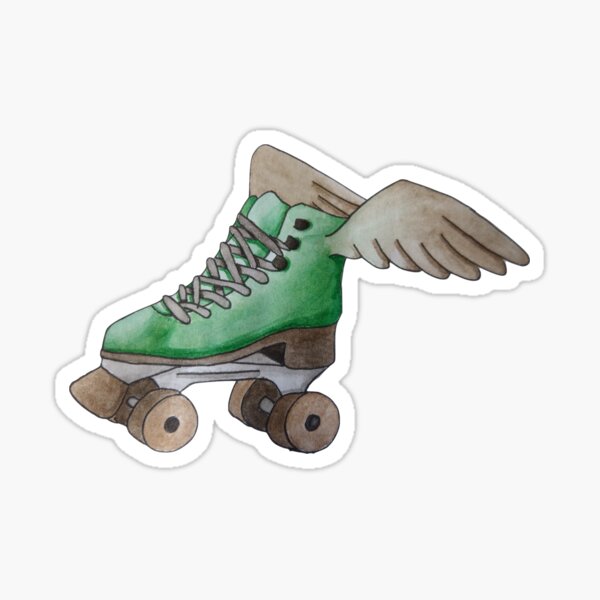 Pegatina «Patín de ruedas verde con alas (fondo negro)» de -Lily-Anne ...