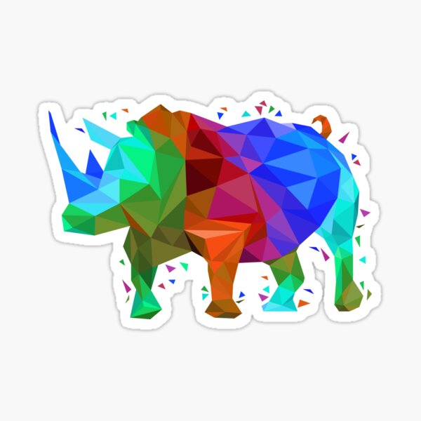 " Polygon Rhino Abstract Art" Sticker for Sale by HappyPawzi2 | Redbubble