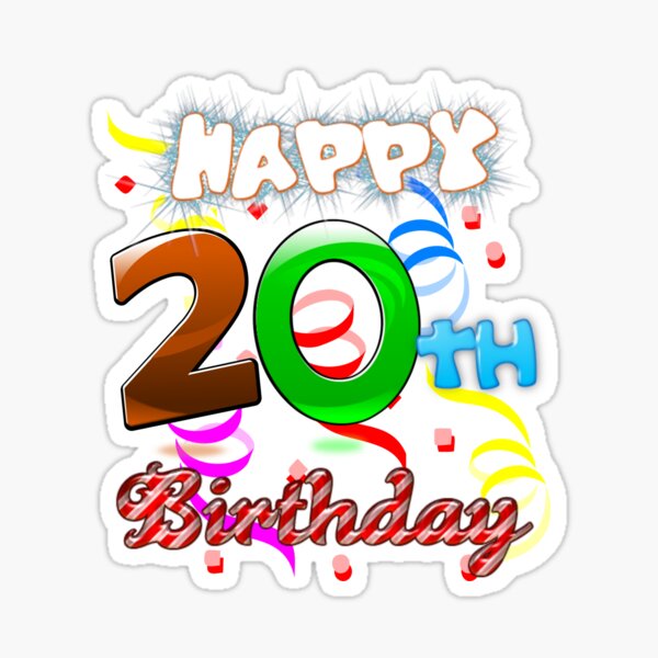 "Happy 20th Birthday Golden" Sticker for Sale by Graksys-World | Redbubble