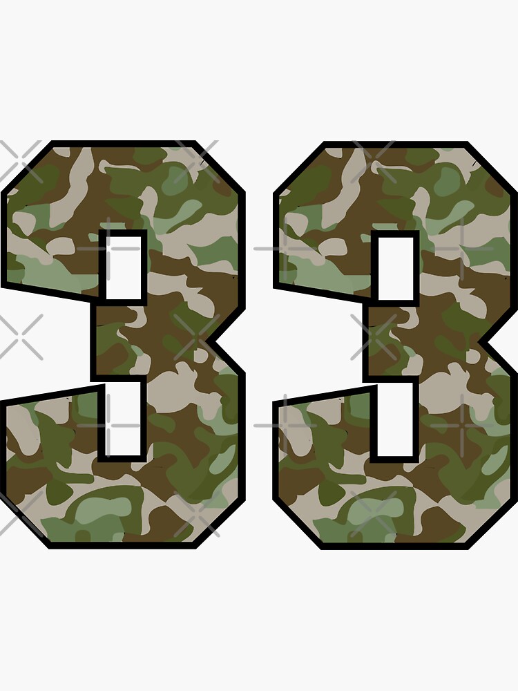 "Army Camouflage Number Thirty-Three Soldiers Lucky Number 33" Sticker ...