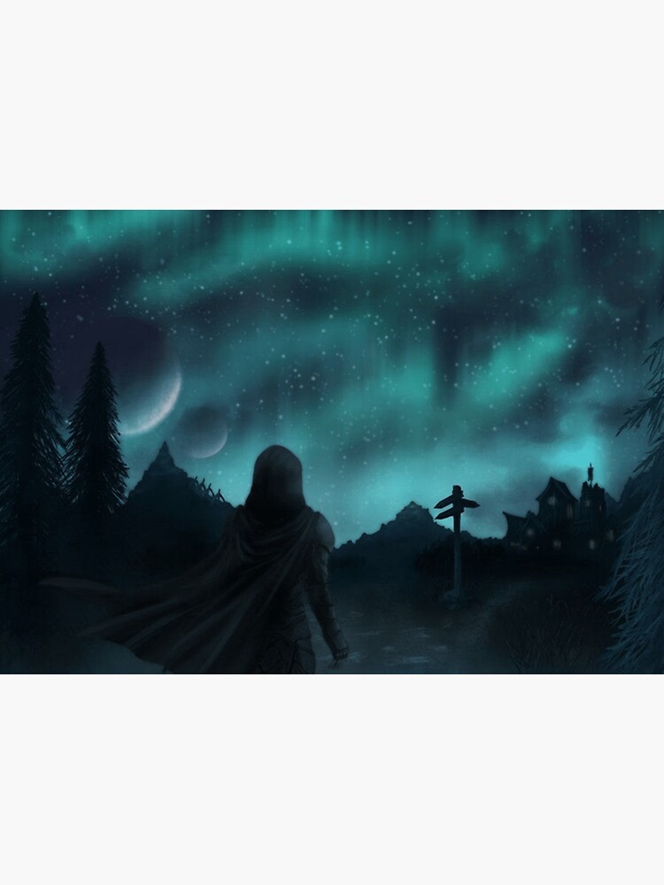 "Skyrim Double Moon Night-time View Poster" Sticker for Sale by ...