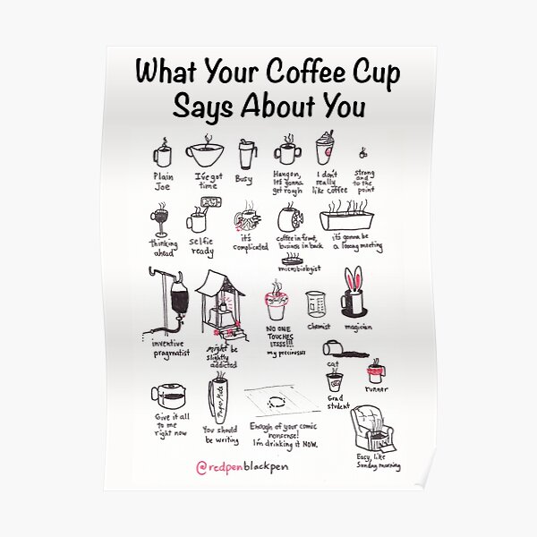 "What Your Coffee Cup Says About You" Poster for Sale by redpenblackpen ...