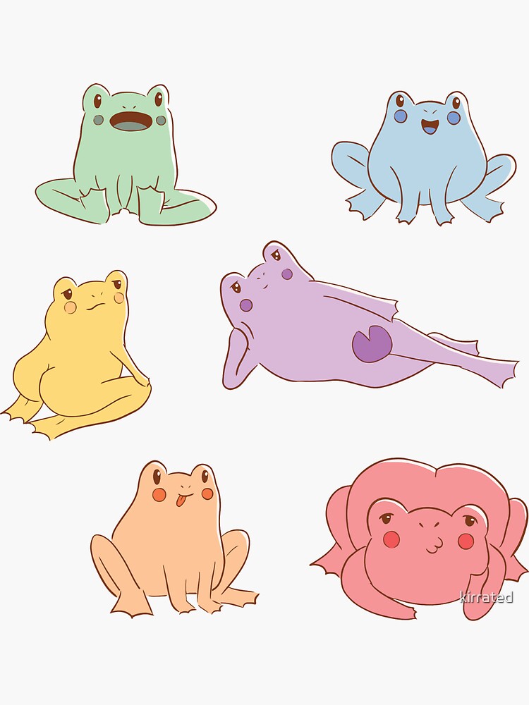 "Rainbow Frogs Sticker Set" Sticker by kirrated | Redbubble