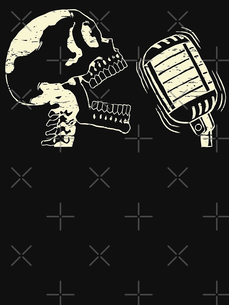 " Singing Skull Retro White Distressed Line art" T-shirt for Sale by ...