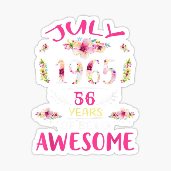 "Flower Vintage September 1965 56th Birthday 56 Years Old" Sticker for ...