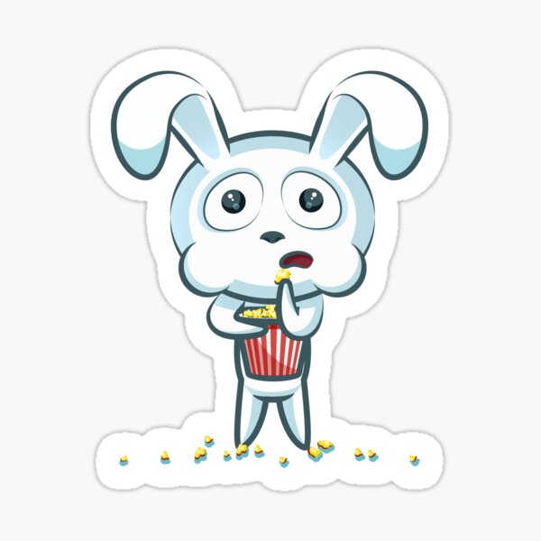 "Eating popcorn and watching movie rabbit" Sticker for Sale by ...