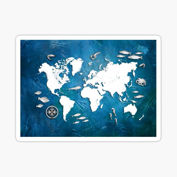 "world map blue sea life #map" Sticker by JBJart | Redbubble