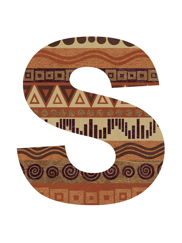 "Letter S Leather Look Pattern Tribal Ethnic Monogram Initial" Kids T ...