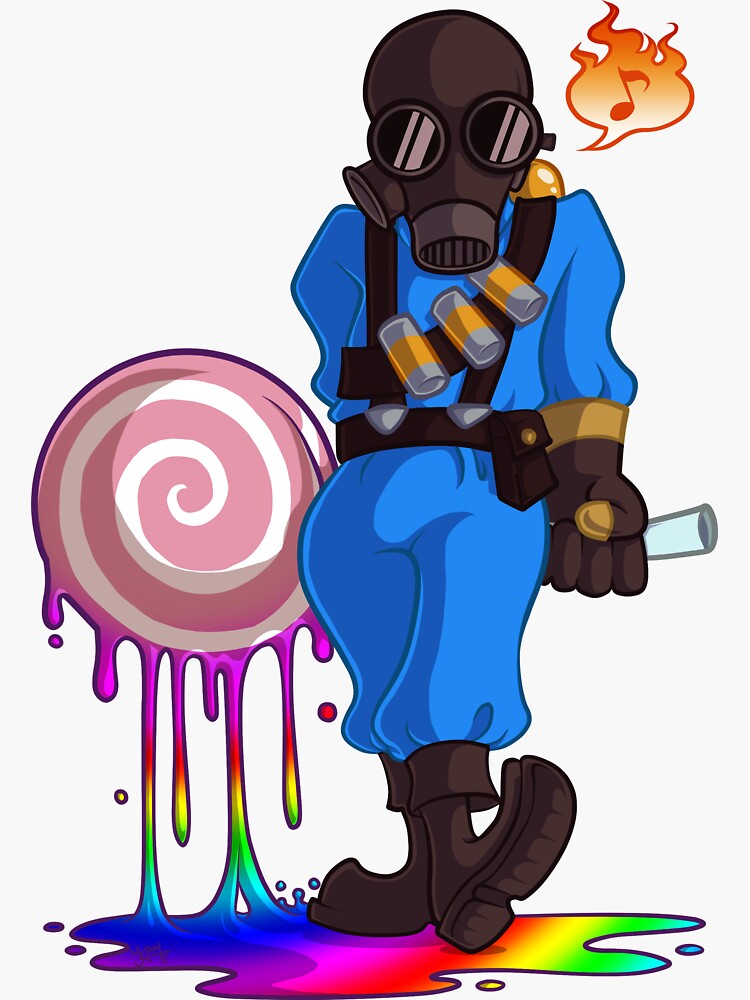 "Happy Pyro BLU" Sticker for Sale by KiraSaintclair | Redbubble