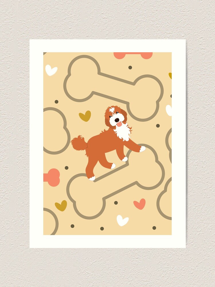 "Cute Ruby Red and White Cockapoo Cavapoo Cavoodle" Art Print for Sale by Lulupainting | Redbubble