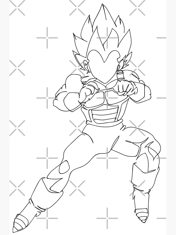 "Anime Dragon Ball Vegeta One Line Art" Art Print for Sale by ...
