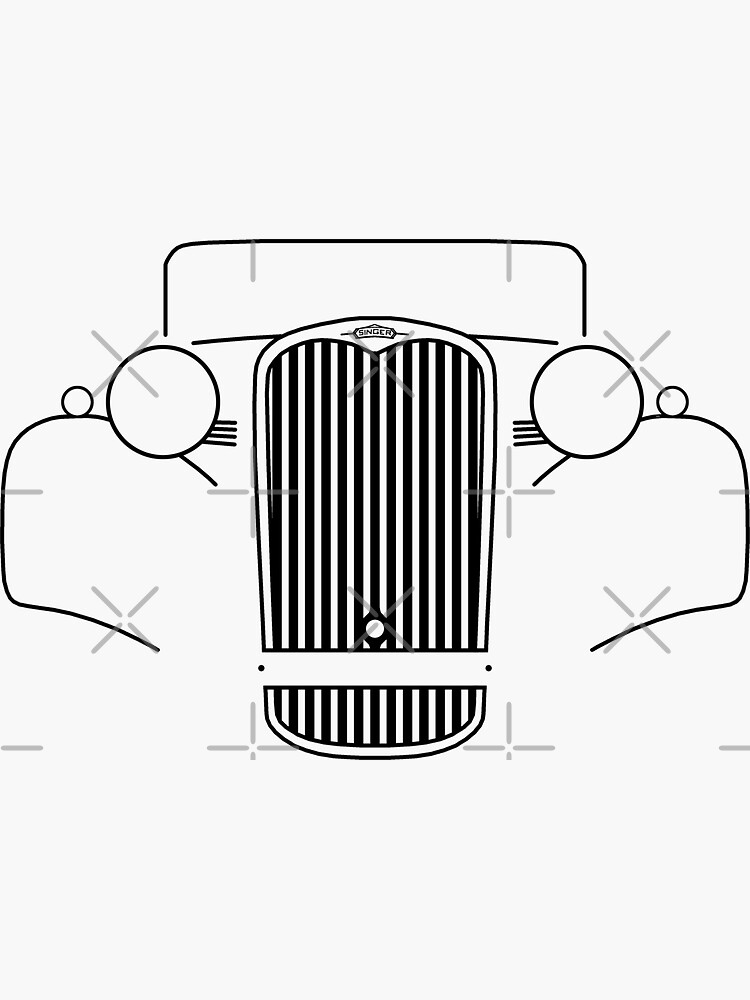 "Singer Nine Roadster 1940s British classic car black outline graphic ...