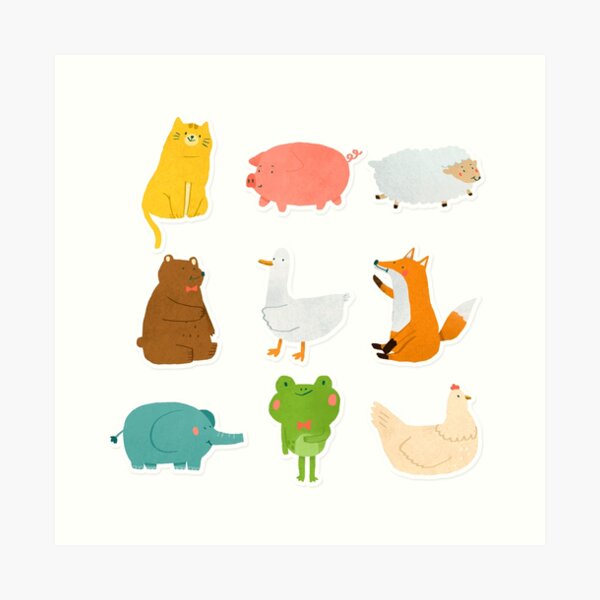 "cute animal bullet journalling sticker pack!! " Art Print for Sale by ...