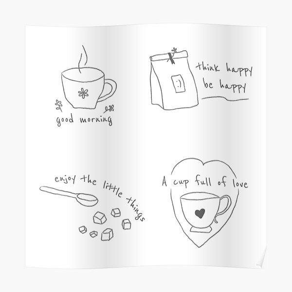 "cute java and tea sticker pack for bullet journalling" Poster by ...