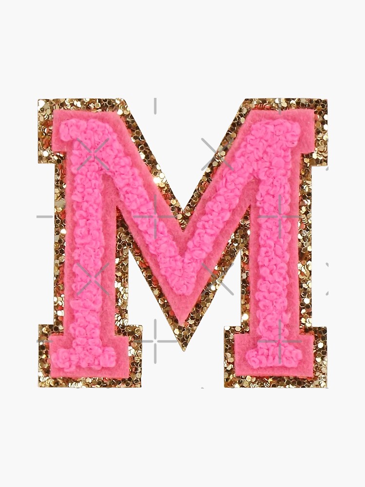 "preppy varsity letter m in pink " Sticker for Sale by shopmydesign ...