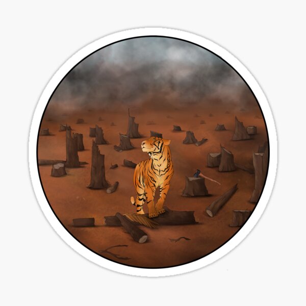 "Tiger Deforestation " Sticker for Sale by HaleyBlanton | Redbubble