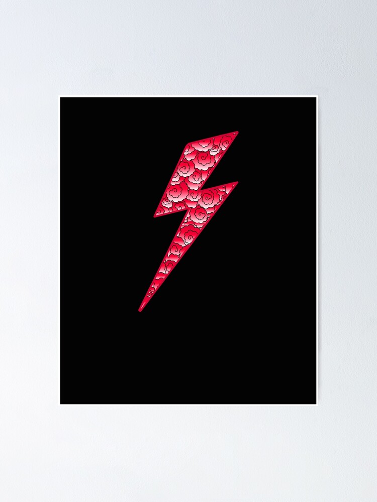 "Lightning Bolt Japanese Clouds Design Red Gradient Tattoo " Poster by ...