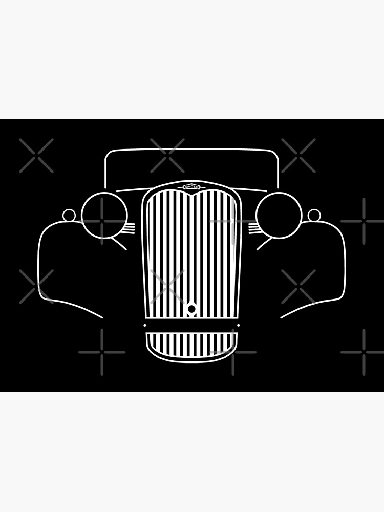 "Singer Nine Roadster 1940s British classic car white outline graphic ...