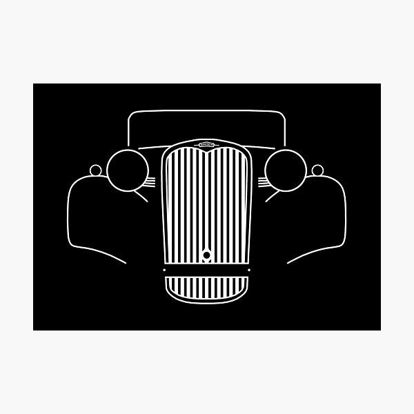 "Singer Nine Roadster 1940s British classic car white outline graphic ...