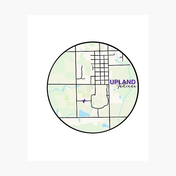 "Upland, Indiana- Town of Taylor University Map" Photographic Print by ...