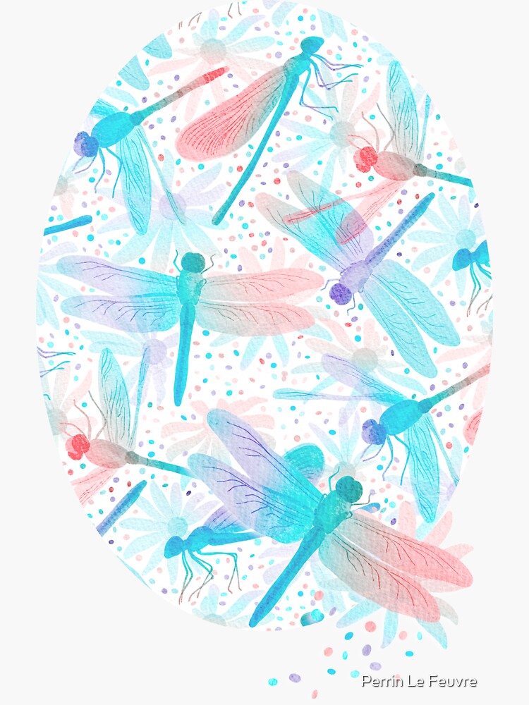 "Painted Pastel Dragonflies" Sticker for Sale by PerrinLeFeuvre | Redbubble