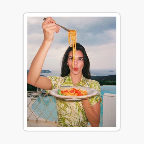 "Kendall Jenner : Pasta " Sticker for Sale by Louiscardin | Redbubble