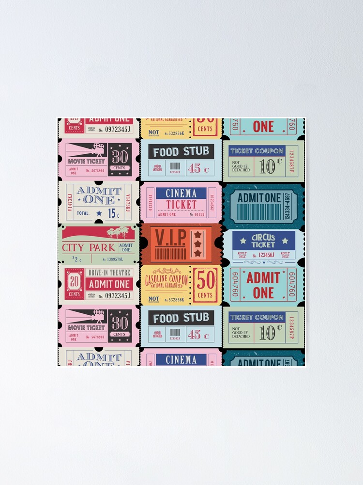 "Retro Vintage Ticket Stub" Poster for Sale by Designs24U | Redbubble