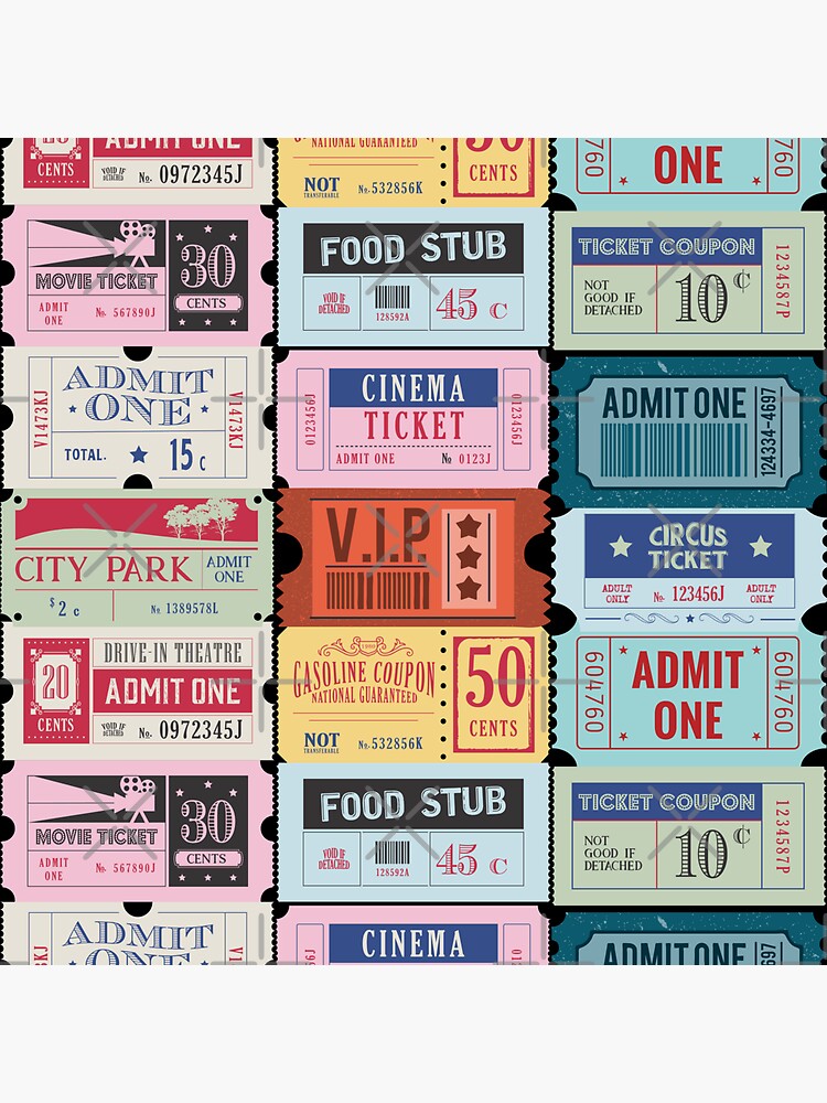 "Retro Vintage Ticket Stub" Sticker for Sale by Designs24U | Redbubble