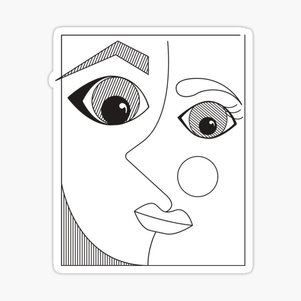 "Black And White Abstract Face" Sticker for Sale by NoImNotBecka ...