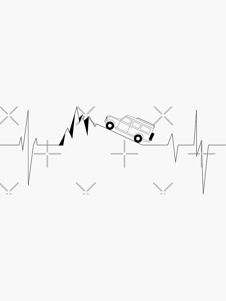 "Land Rover Heart Beat Mountain 4x4 Black" Sticker for Sale by Oddoty ...