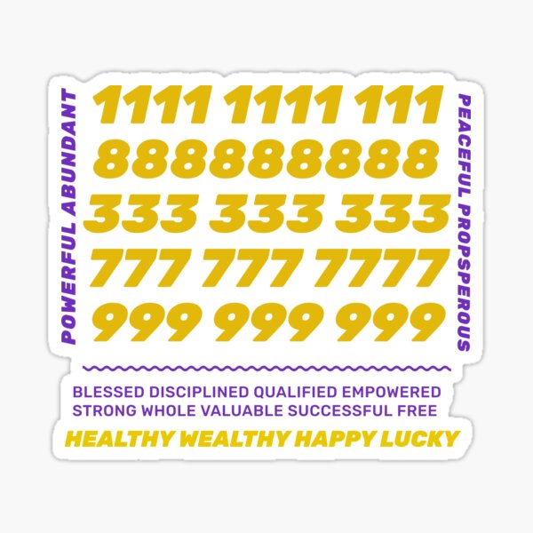 "ANGEL NUMBERS LUCKY NUMBERS" Sticker for Sale by XSunSystems | Redbubble