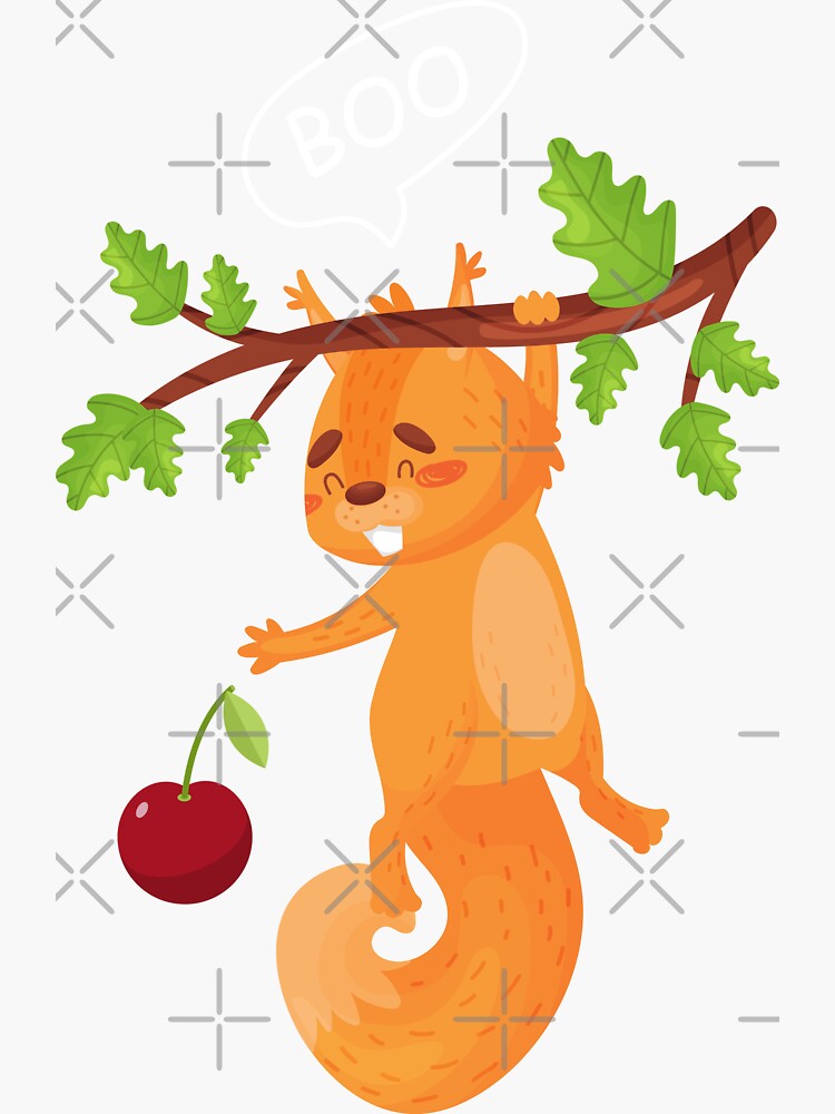 "Squirrel and cherries . boo. Hamster" Sticker for Sale by Alharbiazi ...