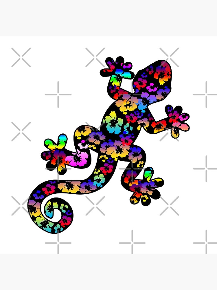 Póster «LAGARTO GECKO TROPICAL HIBISCUS FLOWER COLORFUL ARCO IRIS ...