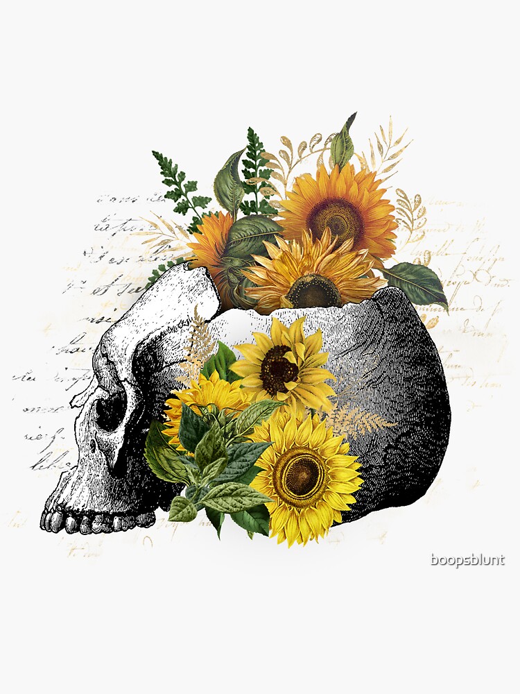 "Sunflower Skeleton Design" Sticker for Sale by boopsblunt | Redbubble