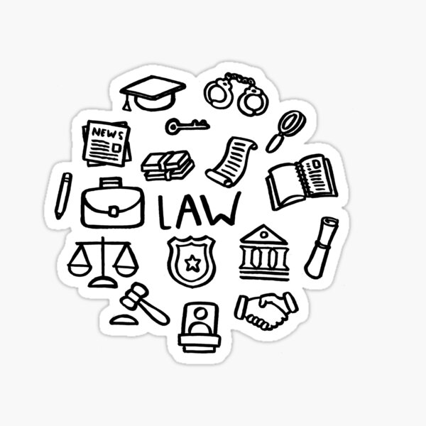 "Law Doodle" Sticker for Sale by umelarts | Redbubble
