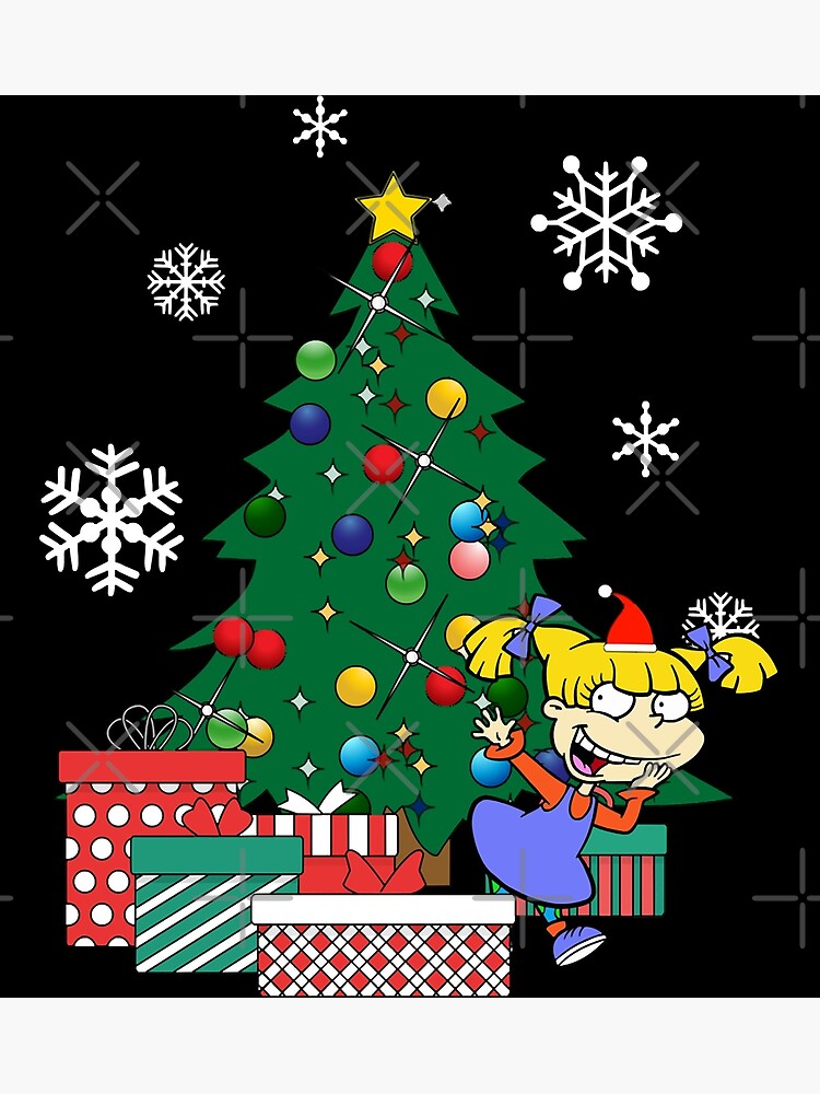 Lámina fotográfica «Angélica feliz alrededor del árbol de Navidad ...