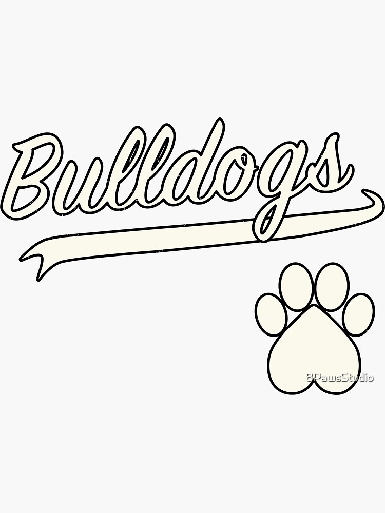 "Bulldog Baseball Script" Sticker for Sale by 8PawsStudio | Redbubble