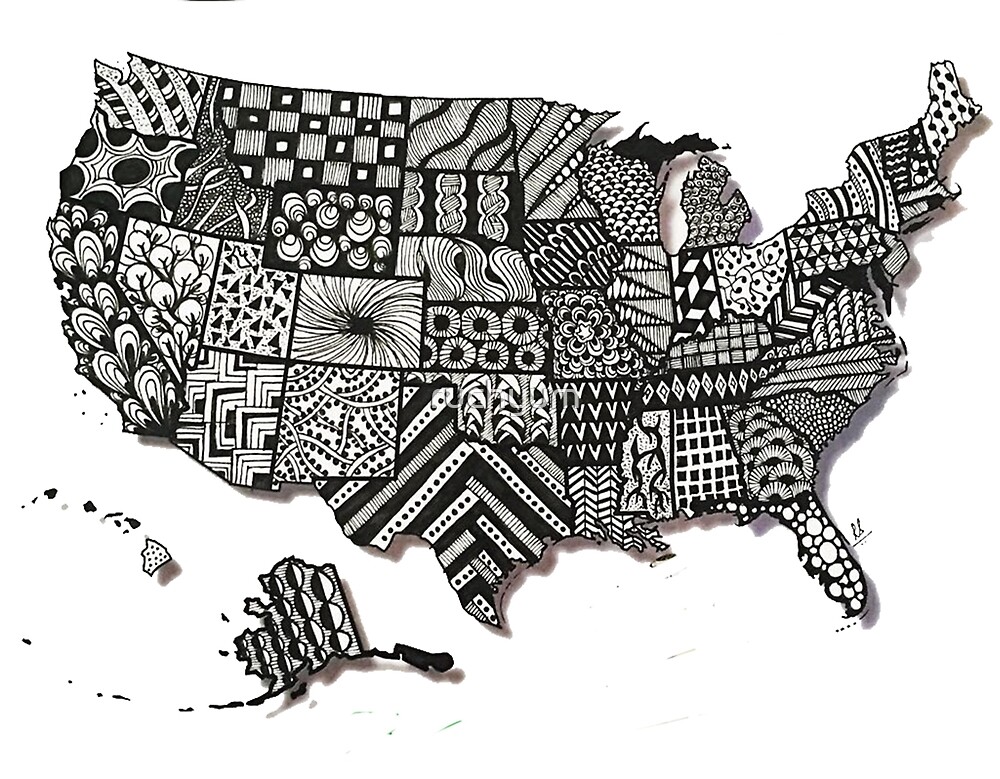 "Zentangle USA Map" by ruchyum | Redbubble