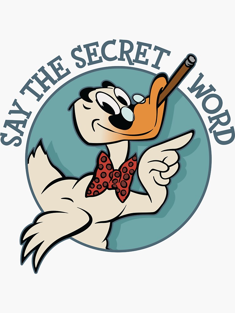 "Secret Word Groucho Duckie" Sticker for Sale by SpruceTavern | Redbubble