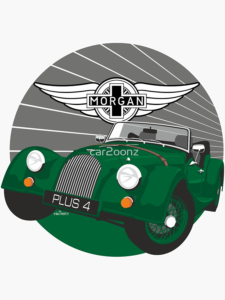 "Morgan Plus 4 British Racing Green" Sticker for Sale by car2oonz ...