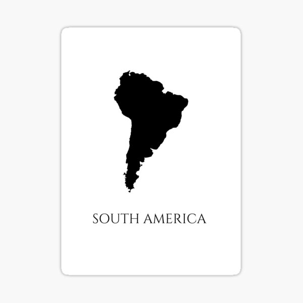 "Black and white South America map " Sticker for Sale by TashHuckstep ...
