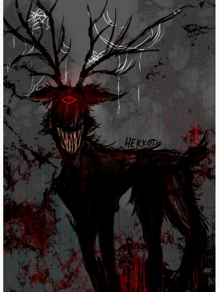 "Creepy deer horror edgy demon monster spooky" Sticker by Hekkoto ...