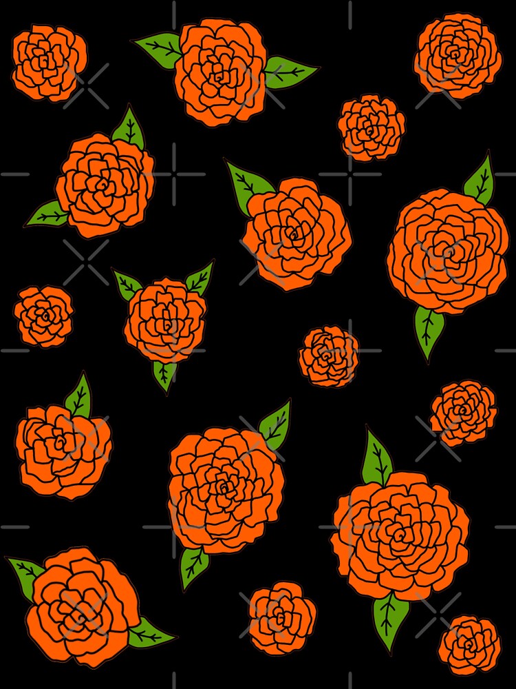 "Orange Roses Fall Flower Pattern - Halloween Theme Flowers" Sticker ...