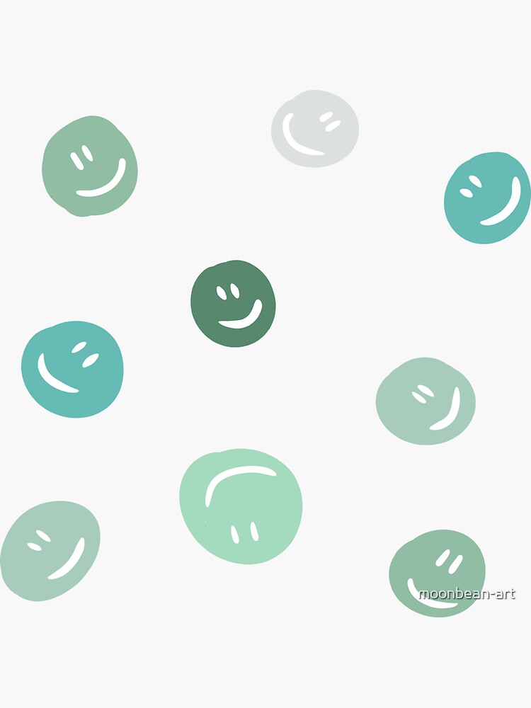 "cute little pastel green smileys" Sticker for Sale by moonbean-art ...